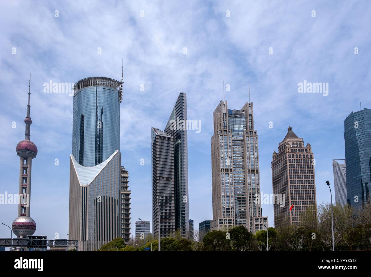 China, Shanghai Lujiazui skyline, modern high rise architecture ...