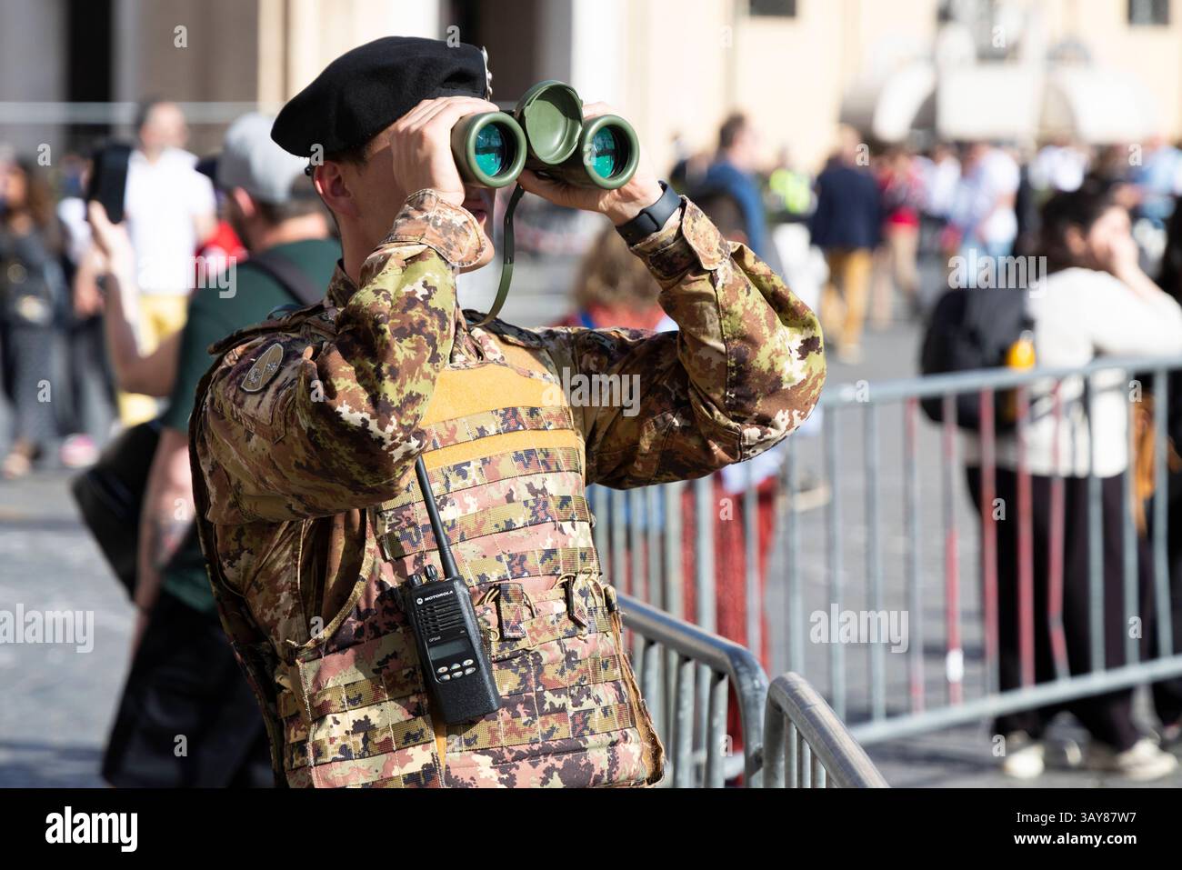 Day after Pope Francis death at the Vatican An Italian soldier from the ...