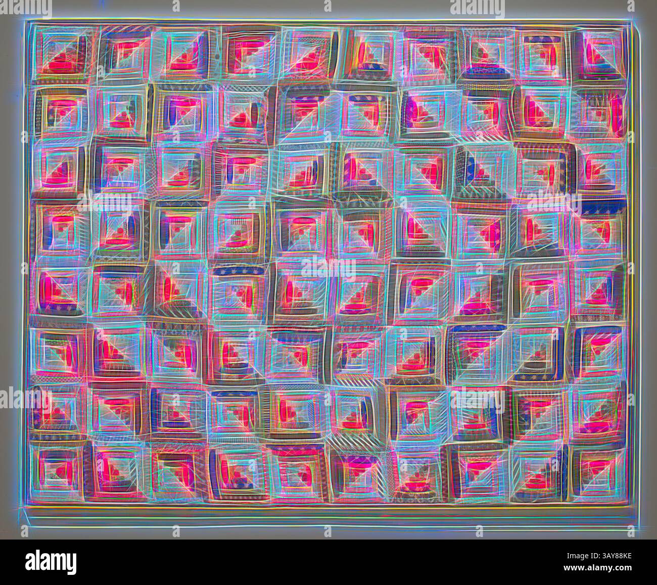 A vibrant grid of colorful squares, each featuring intricate patterns ...