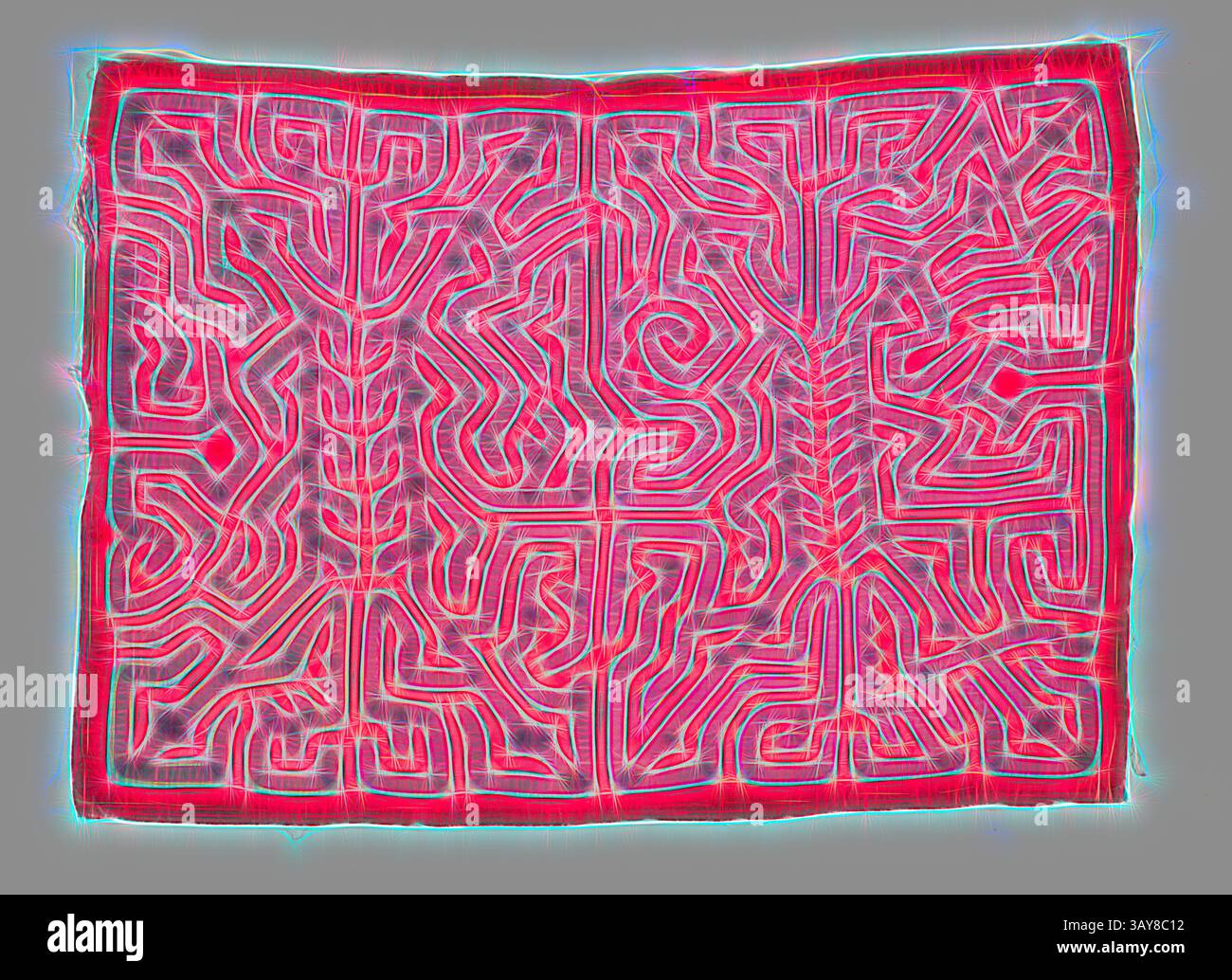 A vibrant, intricate maze design featuring interwoven lines and ...
