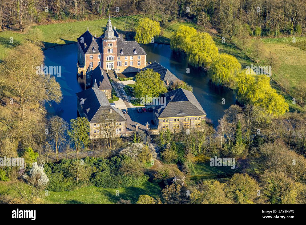 Luftbild, Schloss Sandfort, auch Haus Sandfort, Wasserschloss und ...