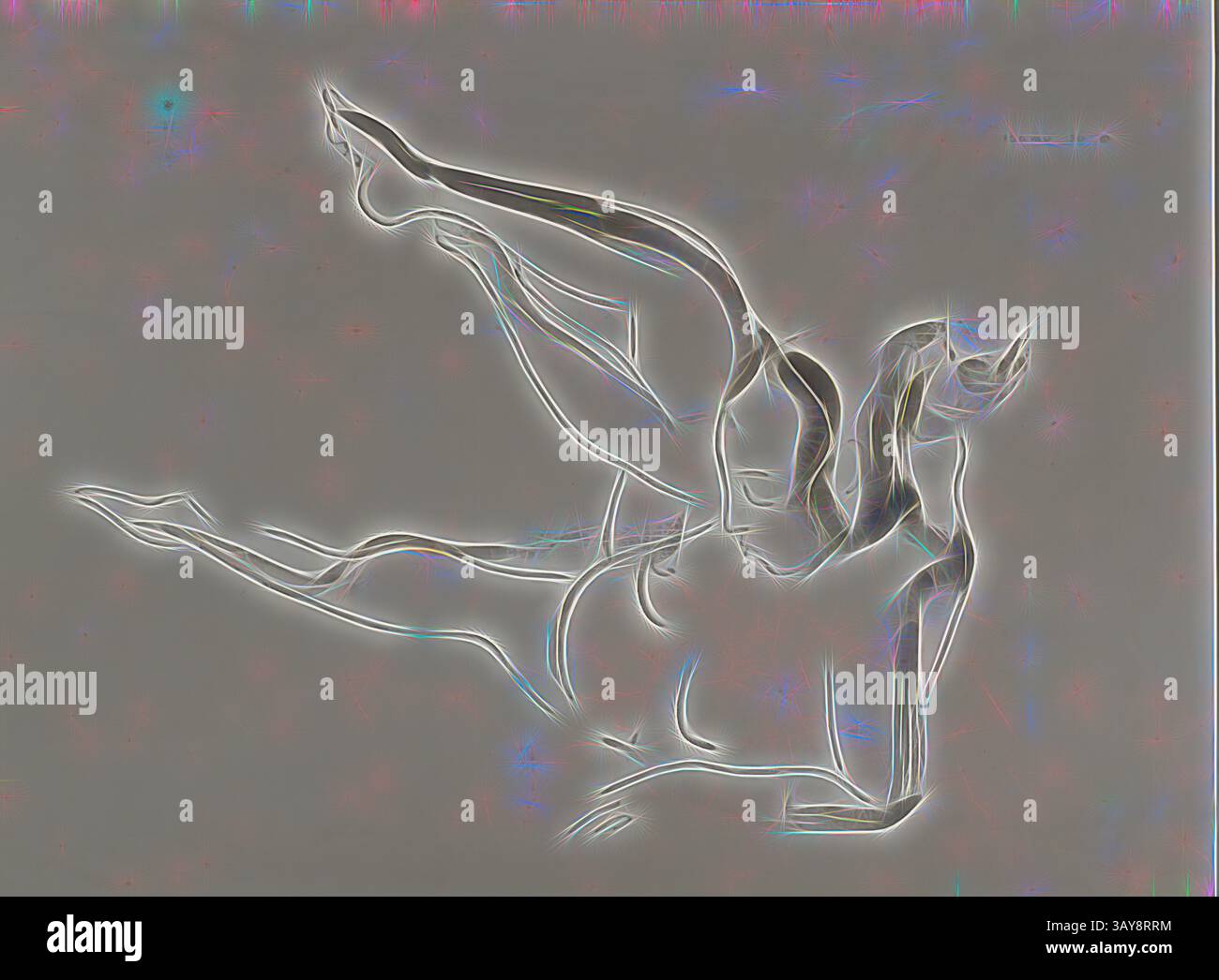 A stylized figure in a dynamic pose, showcasing fluid movement and ...