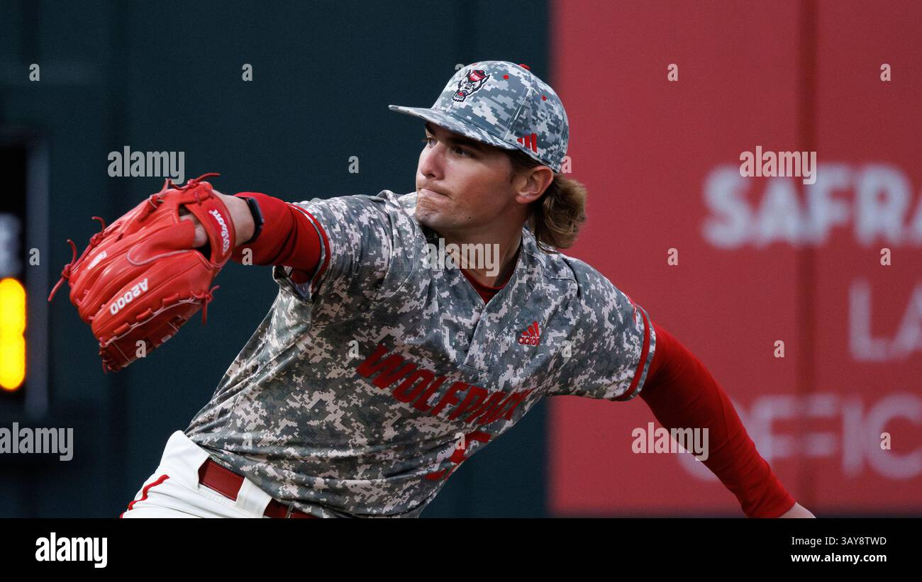 North Carolina State's Dominic Fritton (51) pitches during an NCAA ...