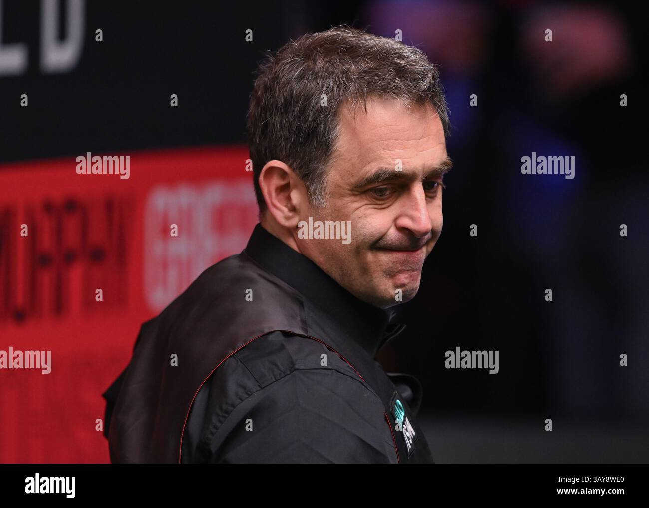 Sheffield, UK. 22nd Apr, 2025. Ronnie O'Sullivan reacts during his ...
