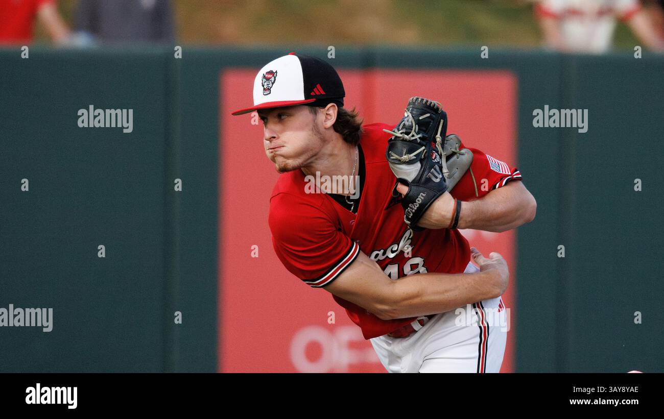 North Carolina State's Andrew Shaffner (48) pitches during an NCAA ...
