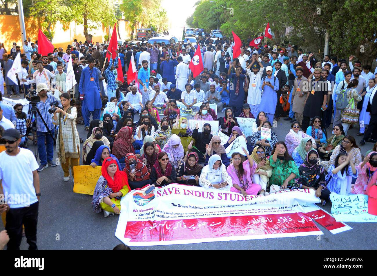 Activists of Jeay Sindh Qaumi Mahaz (JSQM) are holding protest ...