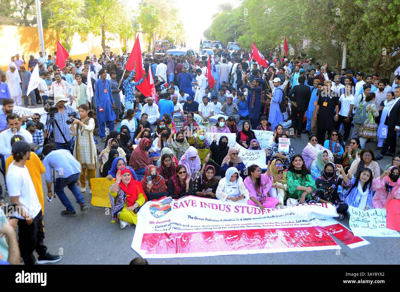 Activists of Jeay Sindh Qaumi Mahaz (JSQM) are holding protest ...