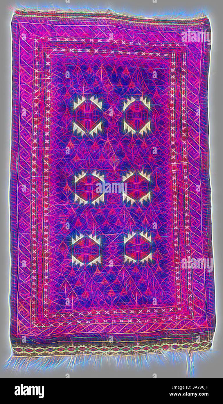 A vibrant textile featuring intricate geometric patterns and bold ...