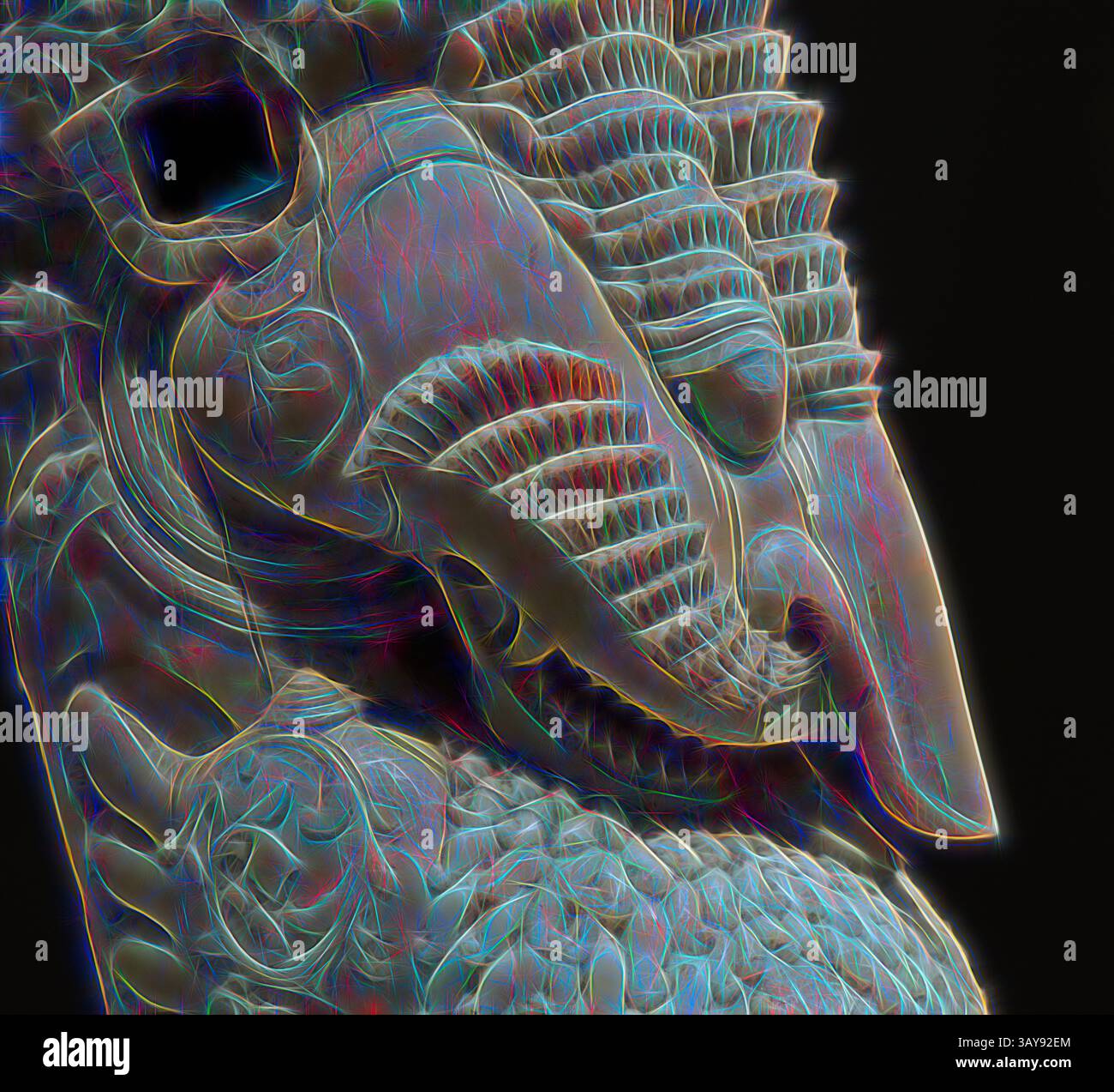 A detailed depiction of a stylized mythical creature, showcasing ...