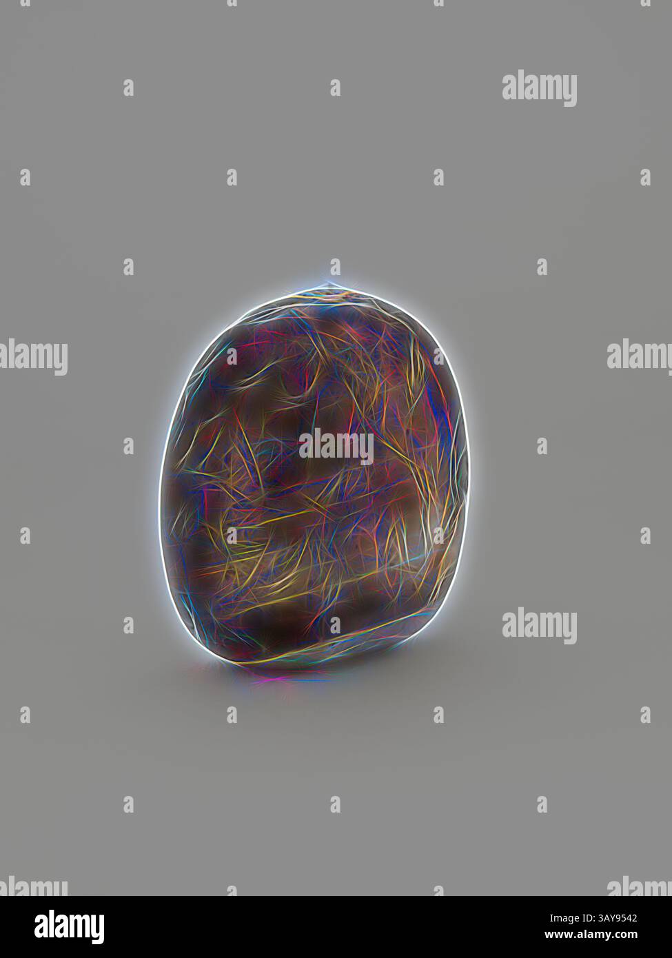 A glossy, elongated stone displays a mesmerizing pattern of colorful ...