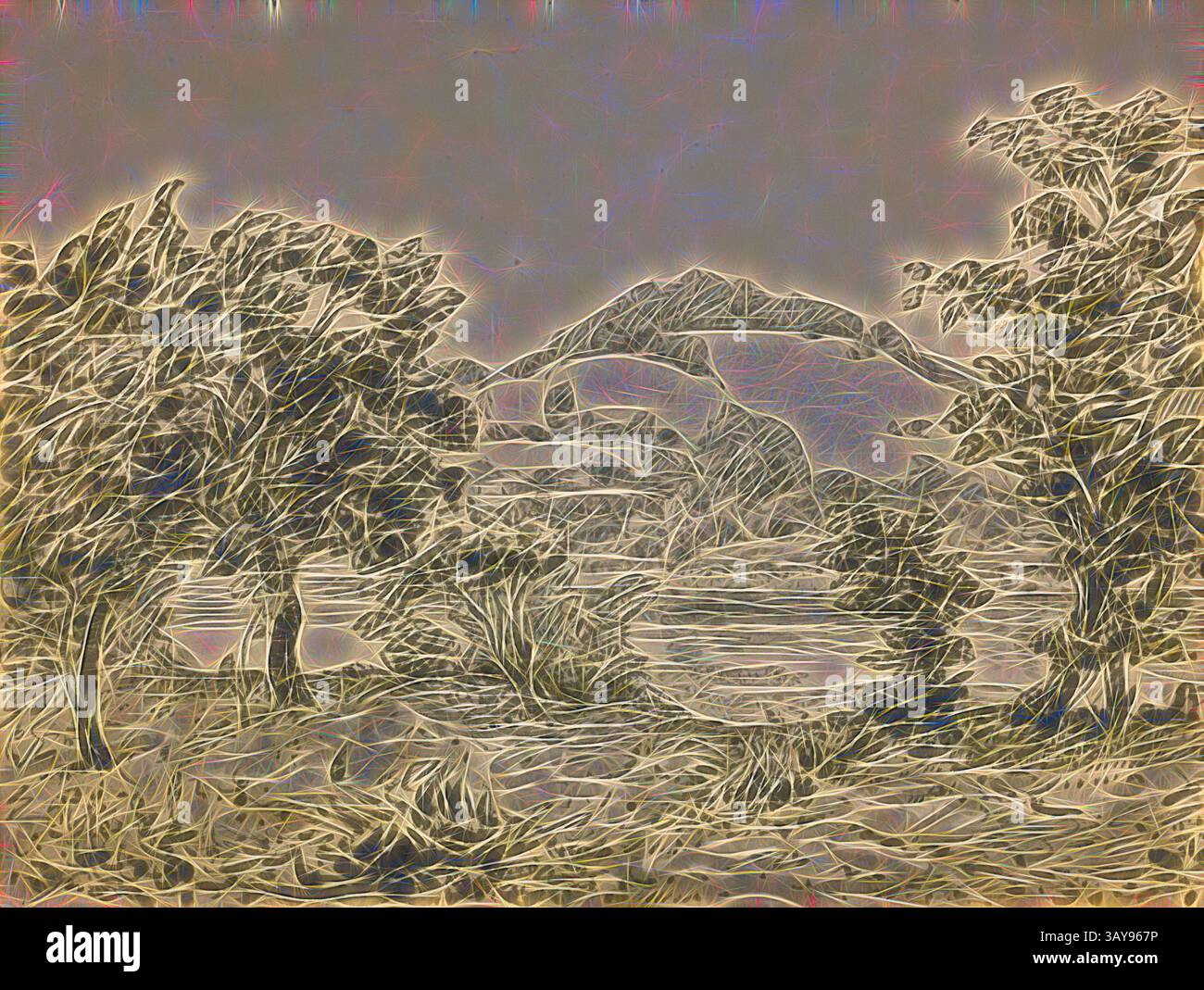 Pen ink and ink wash over pencil on off white paper hi-res stock ...