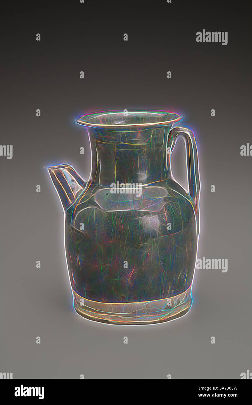 A decorative pitcher featuring a unique, iridescent design that ...