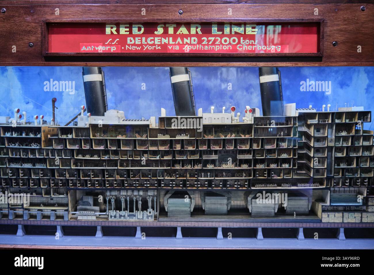 A model of the SS Belgenland ship in Red Star Line Museum, Antwerp. The ...