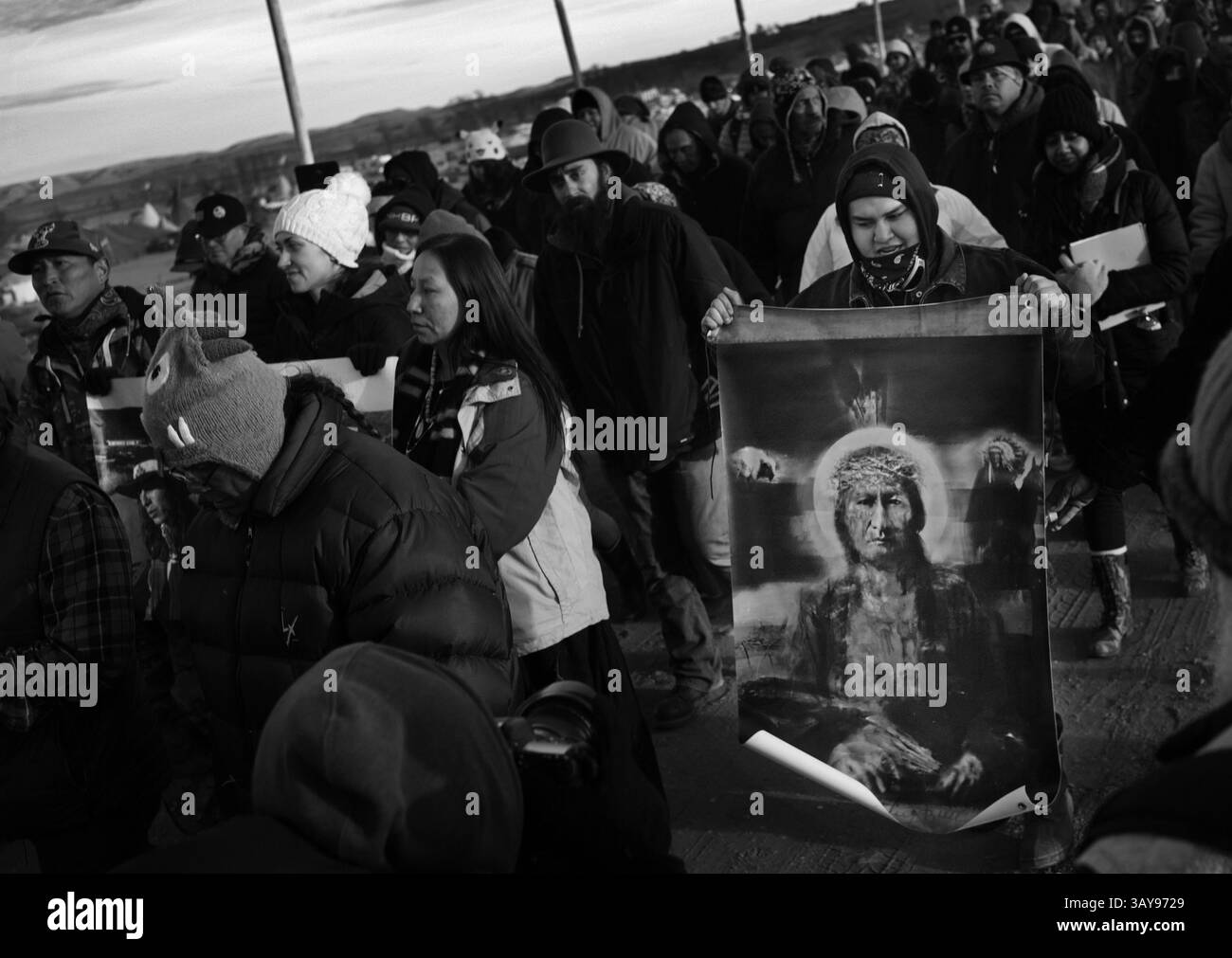 Standing rock protest dakota Black and White Stock Photos & Images - Alamy