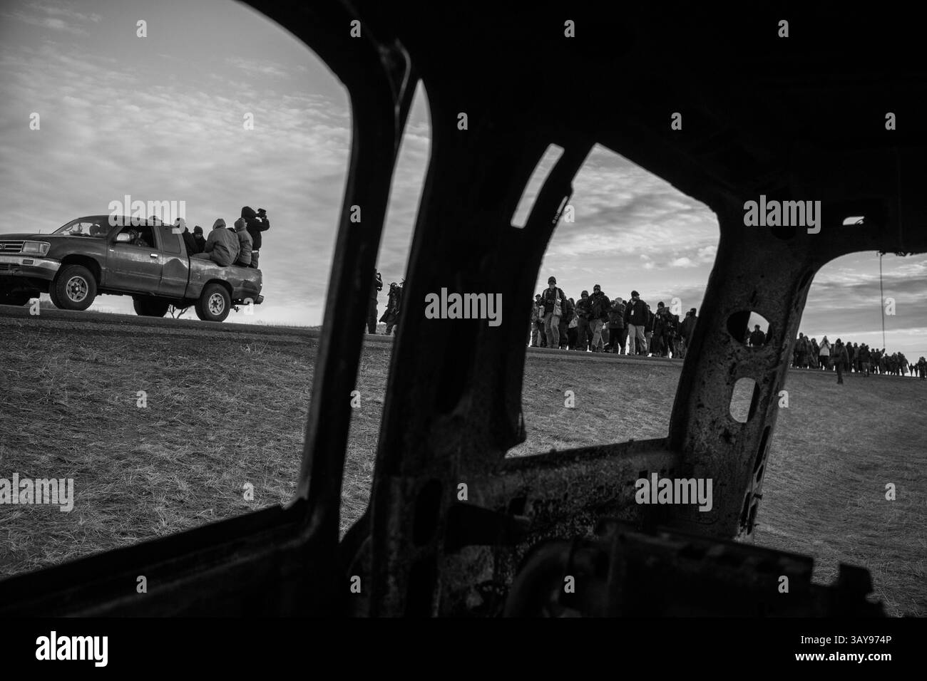 Standing rock protest dakota pipeline Black and White Stock Photos ...
