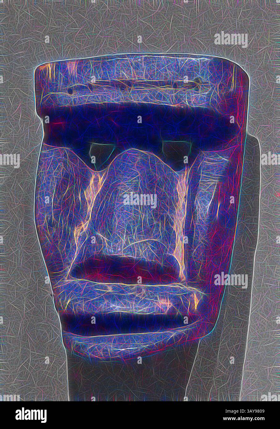 A stylized representation of a historic stone sculpture, characterized ...