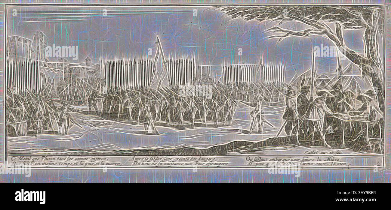 A historical scene depicting a large group of soldiers in formation ...