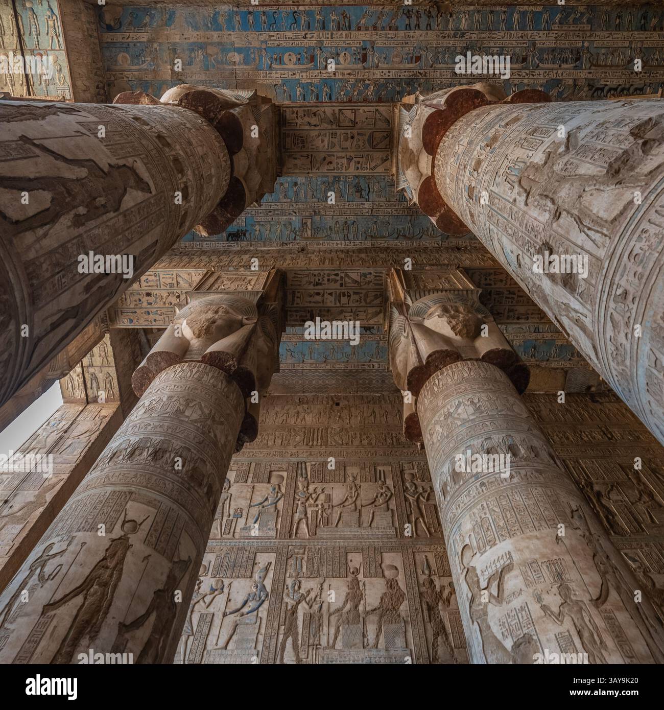 Interior of Hathor temple in Dendera, Qena, Egypt Stock Photo - Alamy