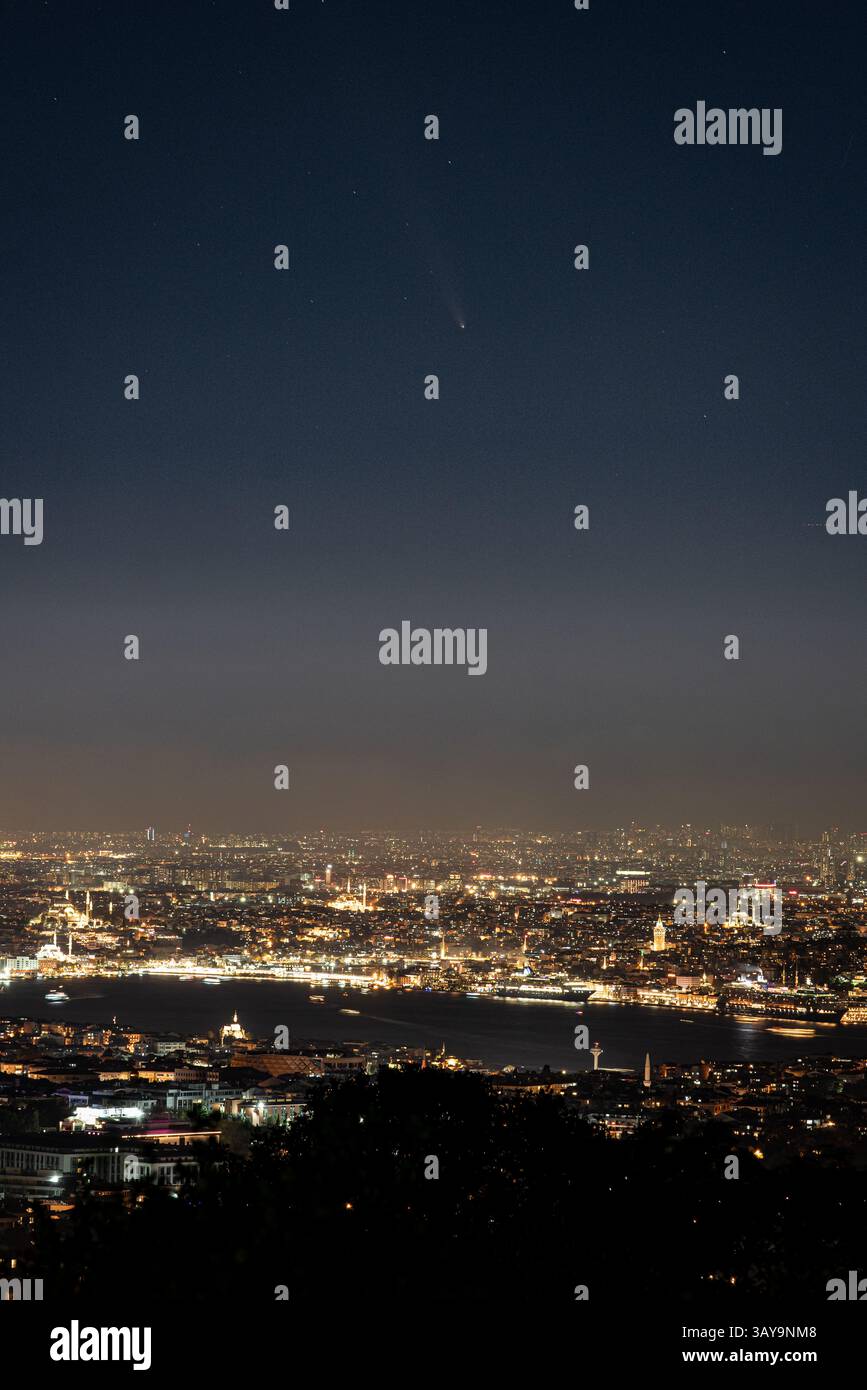 Comet over Istanbul City, Turkiye Stock Photo - Alamy