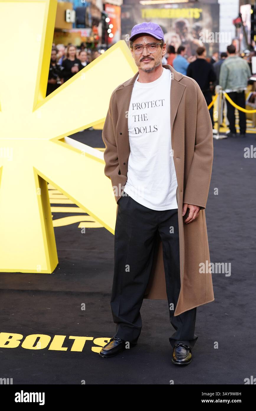 Pedro Pascal arriving for the European premiere of Thunderbolts at Cineworld Leicester Square ...