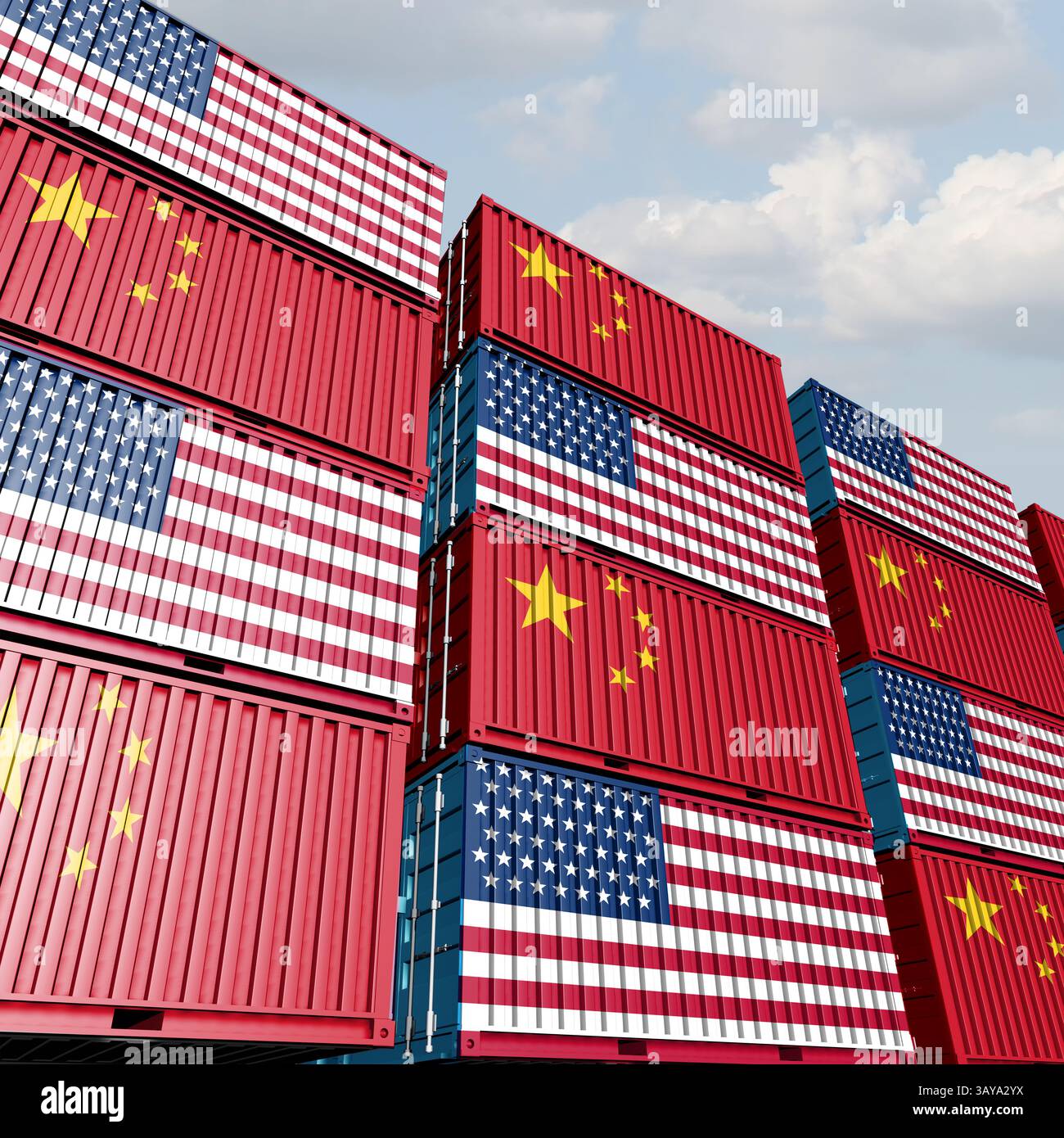 China USA Trade and as US Chinese trade war or American tariffs as a ...