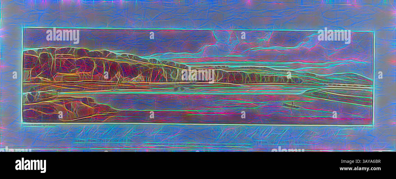 A vibrant, abstract representation of a serene landscape, showcasing ...