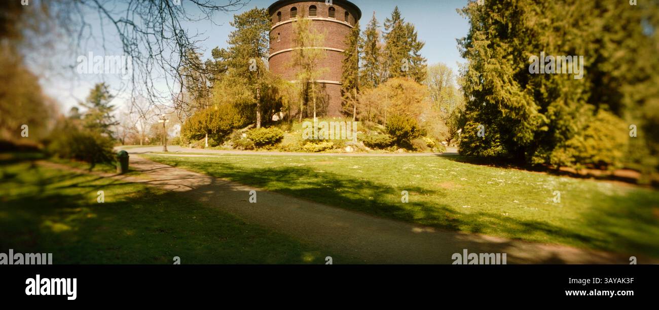 Panoramic view of water tower in a park, Volunteer Park, Capitol Hill ...