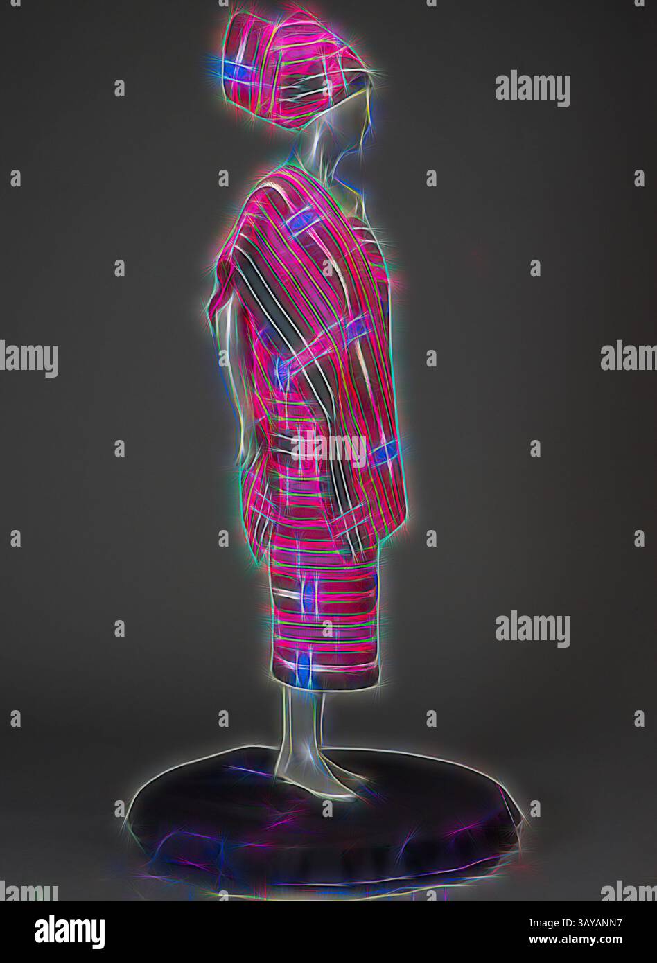 A figure dressed in vibrant traditional attire, adorned with intricate ...