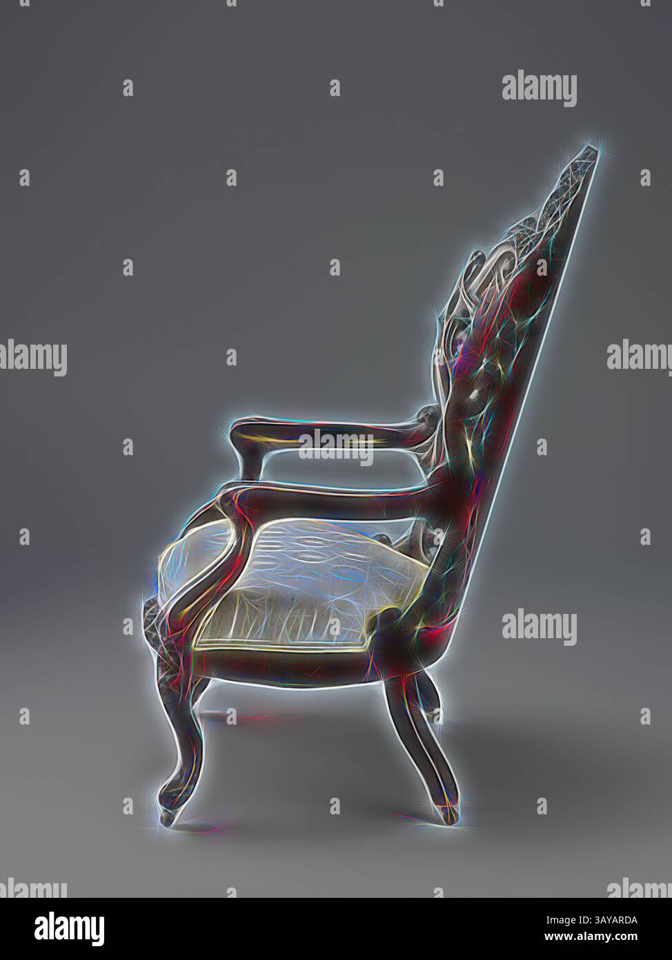 A beautifully crafted chair featuring intricate details and an elegant ...