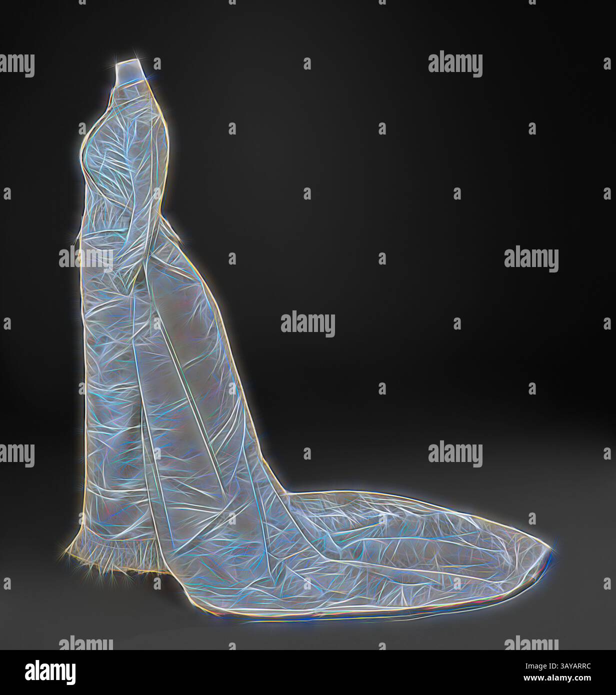 A stunning gown with a form-fitting silhouette, featuring intricate ...