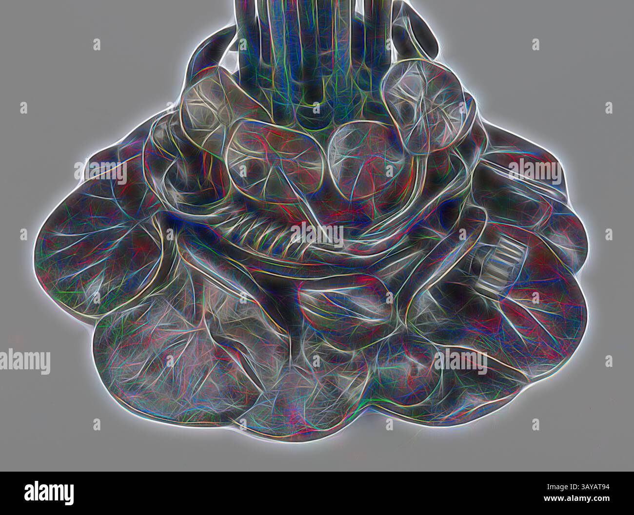 An intricate arrangement of leaves and stems, interwoven with delicate ...