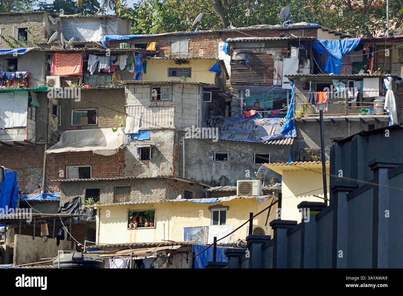 housing area at the dharavi slum in mumbai in india Stock Photo - Alamy