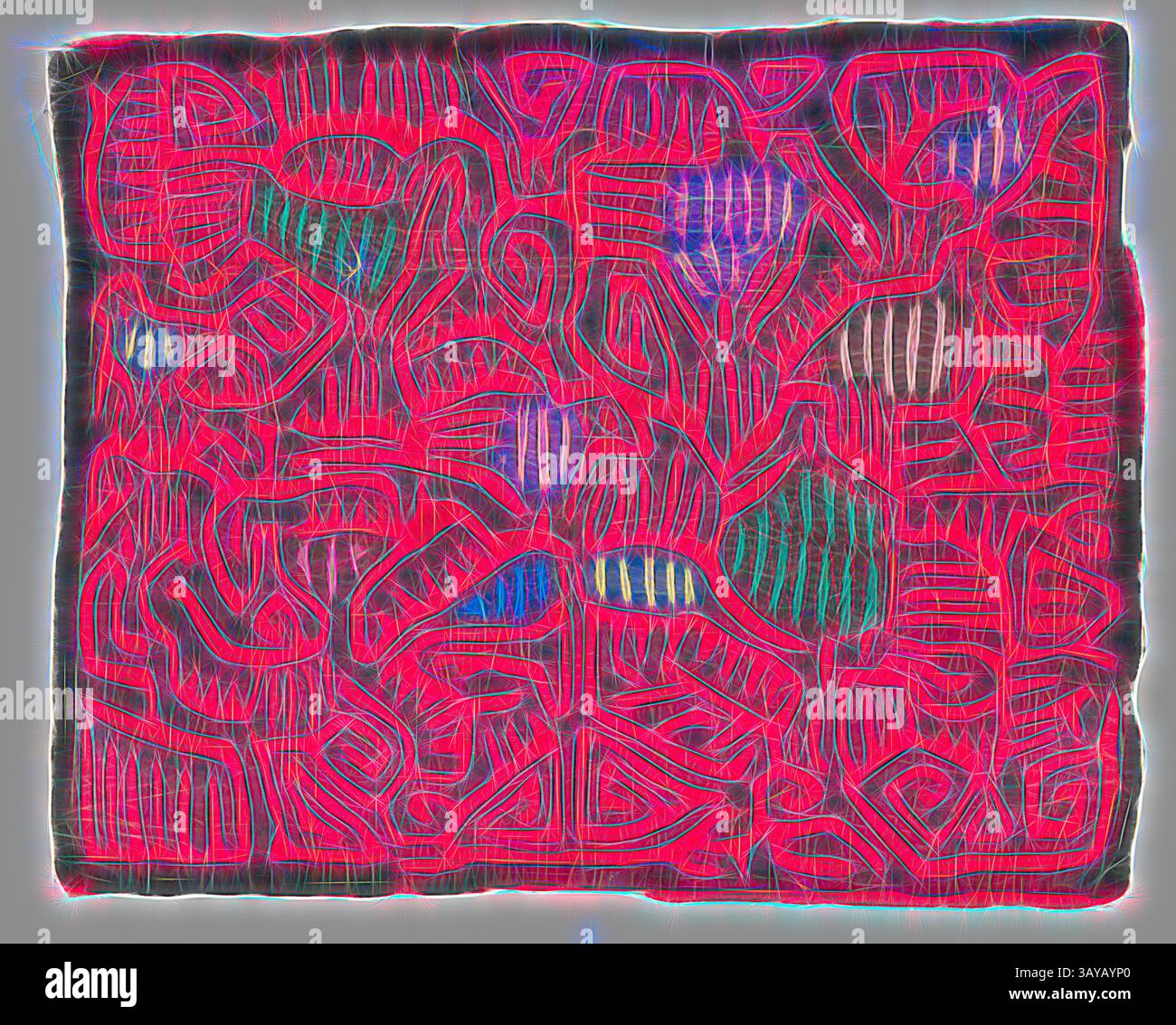 An intricate pattern filled with swirling lines and abstract shapes ...