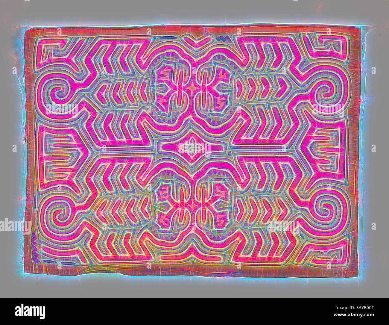 A vibrant abstract composition featuring intricate geometric patterns ...