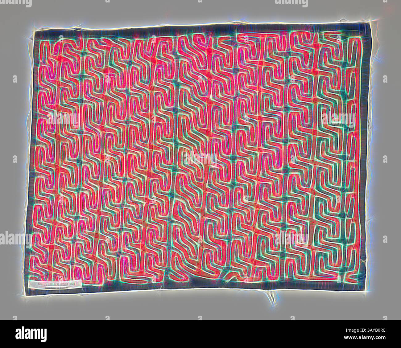 A vibrant textile featuring an intricate, swirling pattern of ...