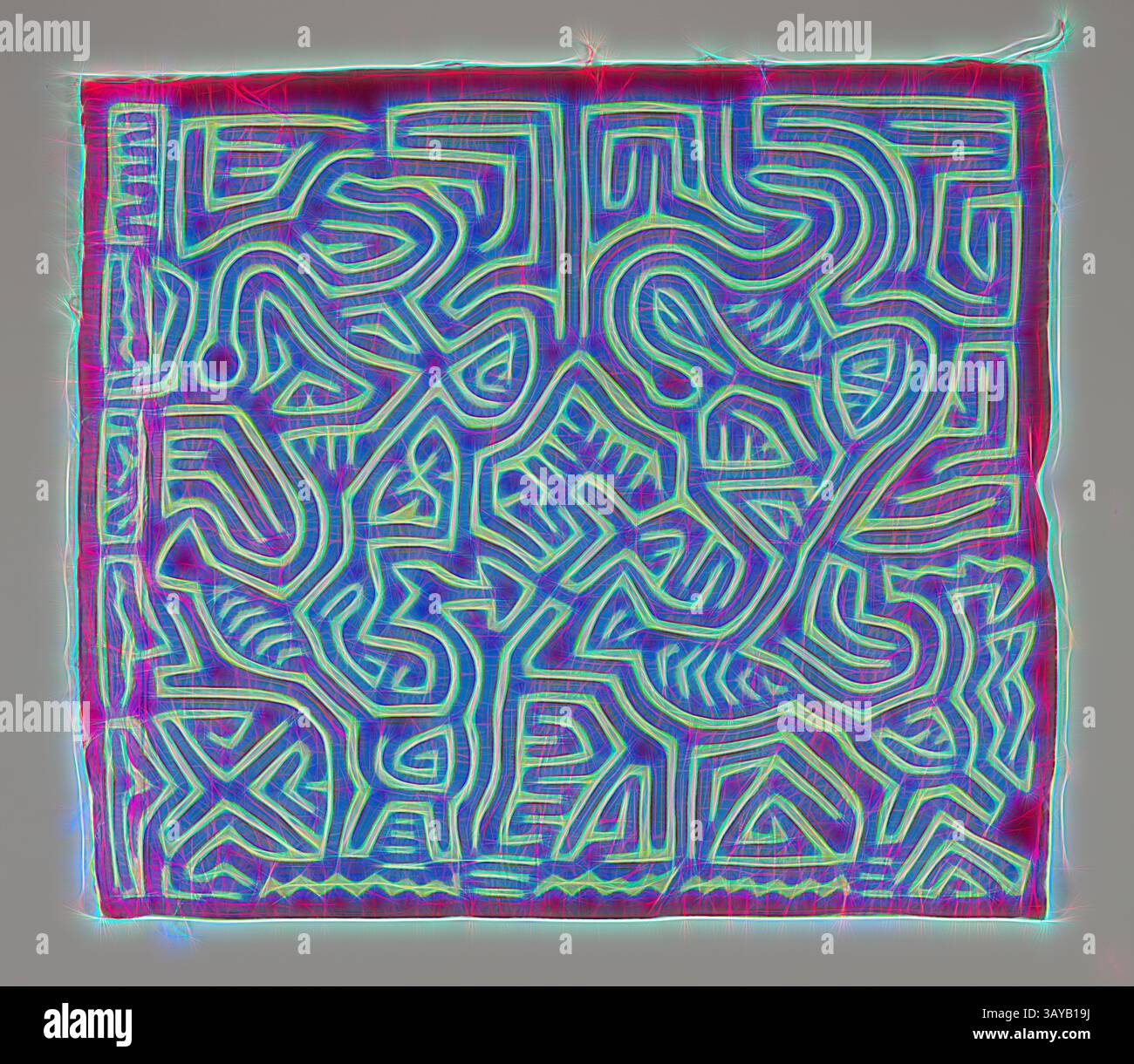 An intricate abstract design featuring a maze of interwoven lines and ...