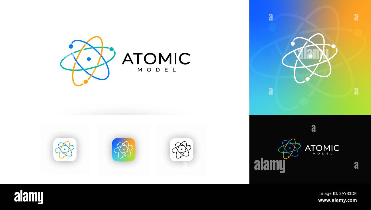Atomic Model Logo with Orbit Lines and Electrons, Ideal for Science ...