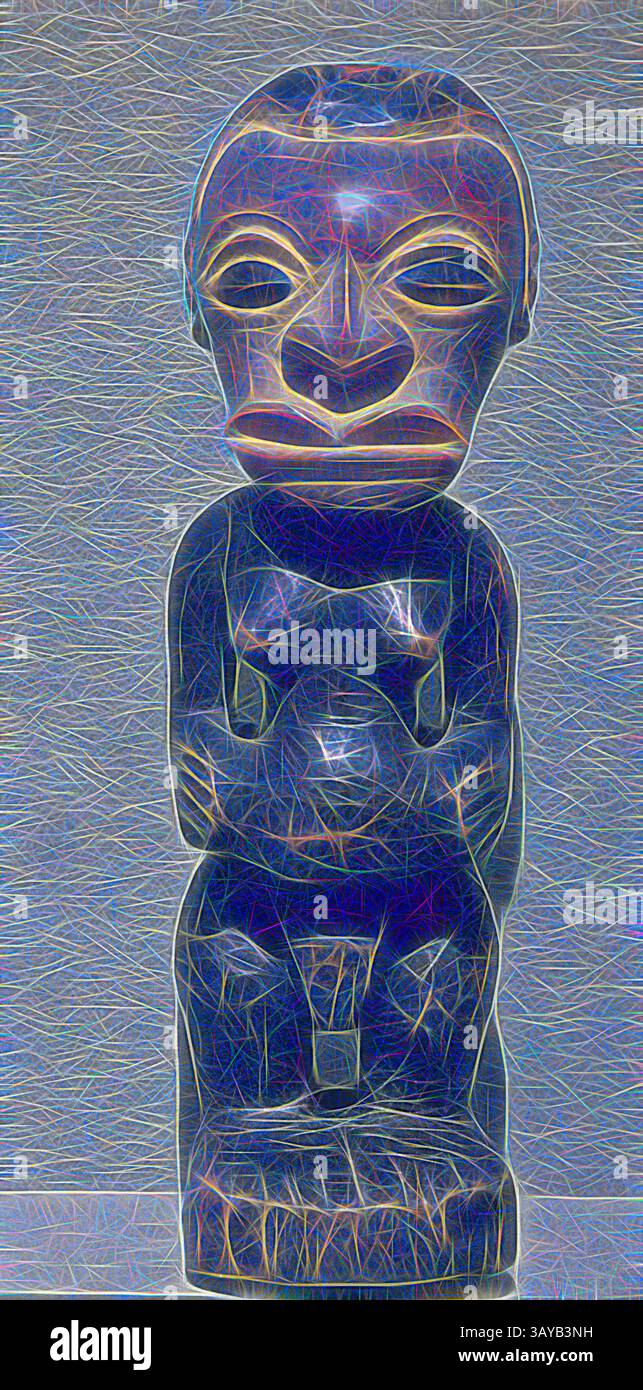 A stylized totem figure featuring exaggerated facial features and a ...