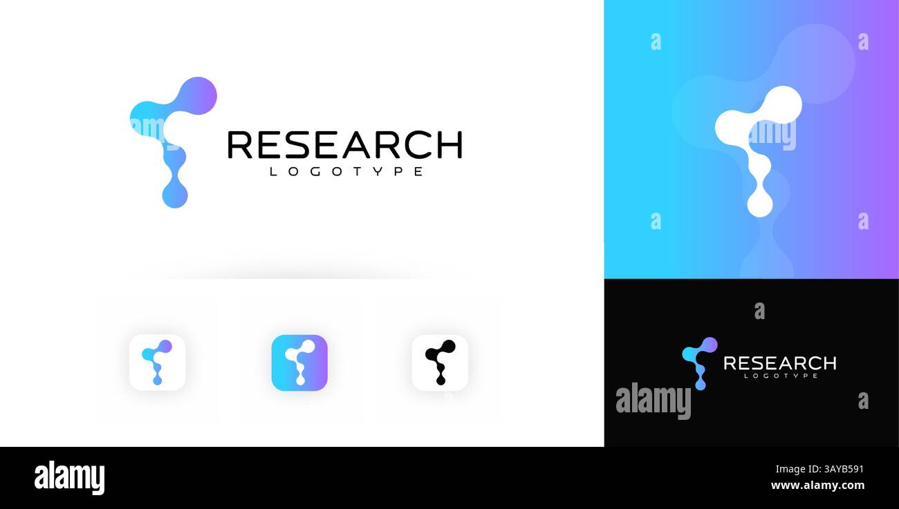 Abstract Research Logo with Gradient Fluid Shapes, Fusion Dots Emblem ...