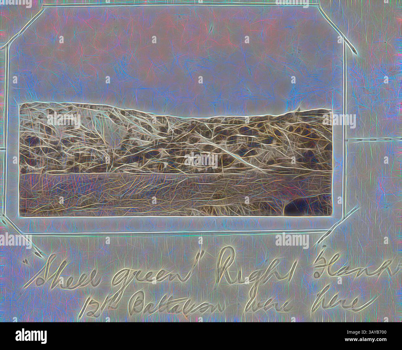 A serene landscape features rolling hills and a reflective body of ...