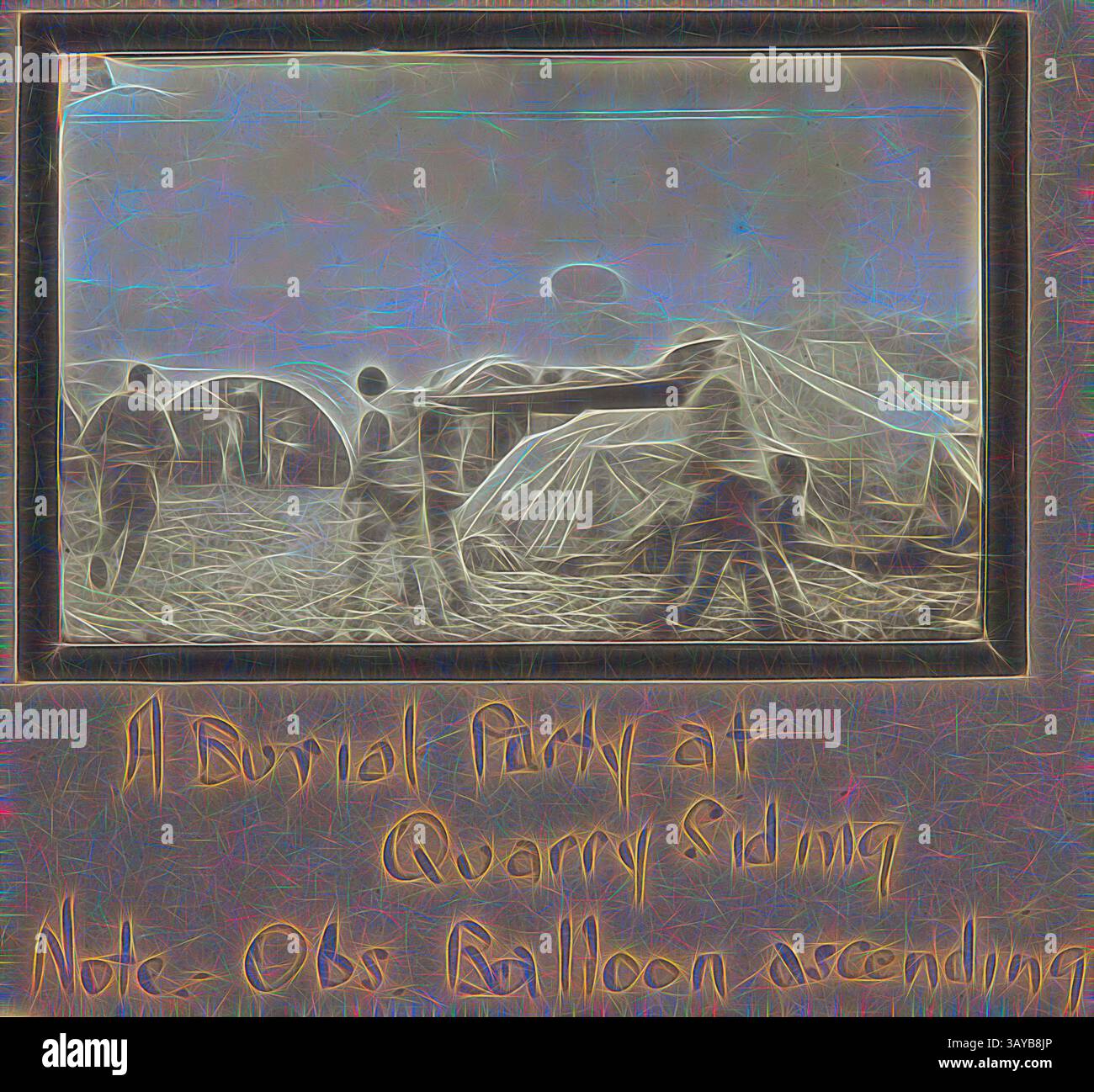 A burial party gathered at a quarry site, with tents set up nearby as ...