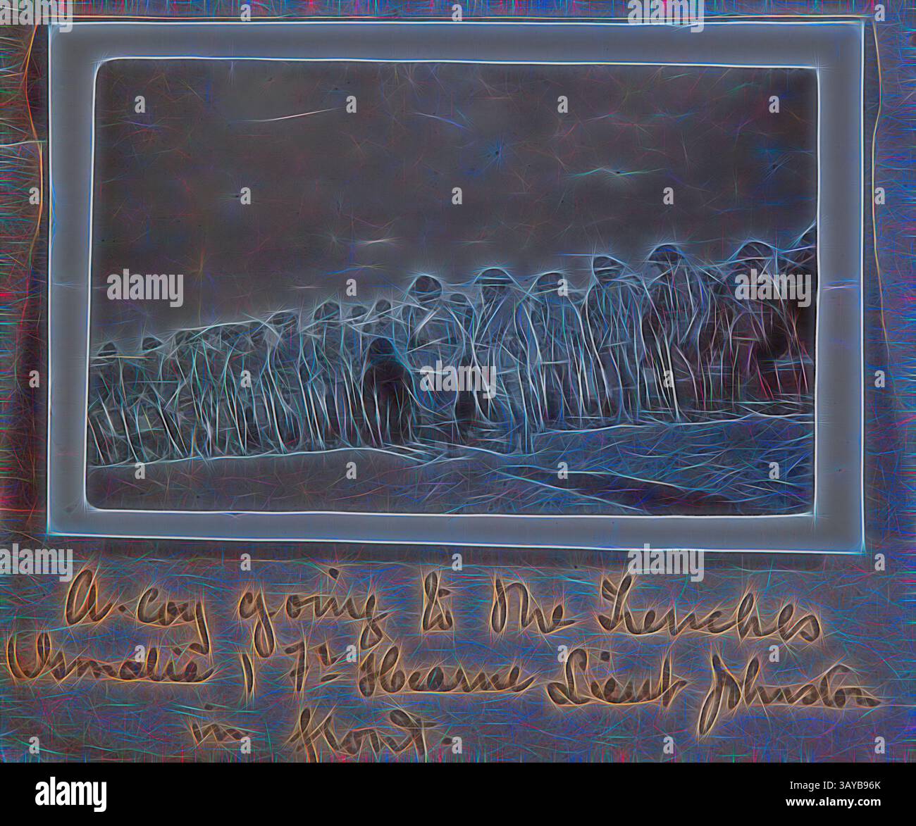 A line of soldiers stands closely together, appearing to march or ...