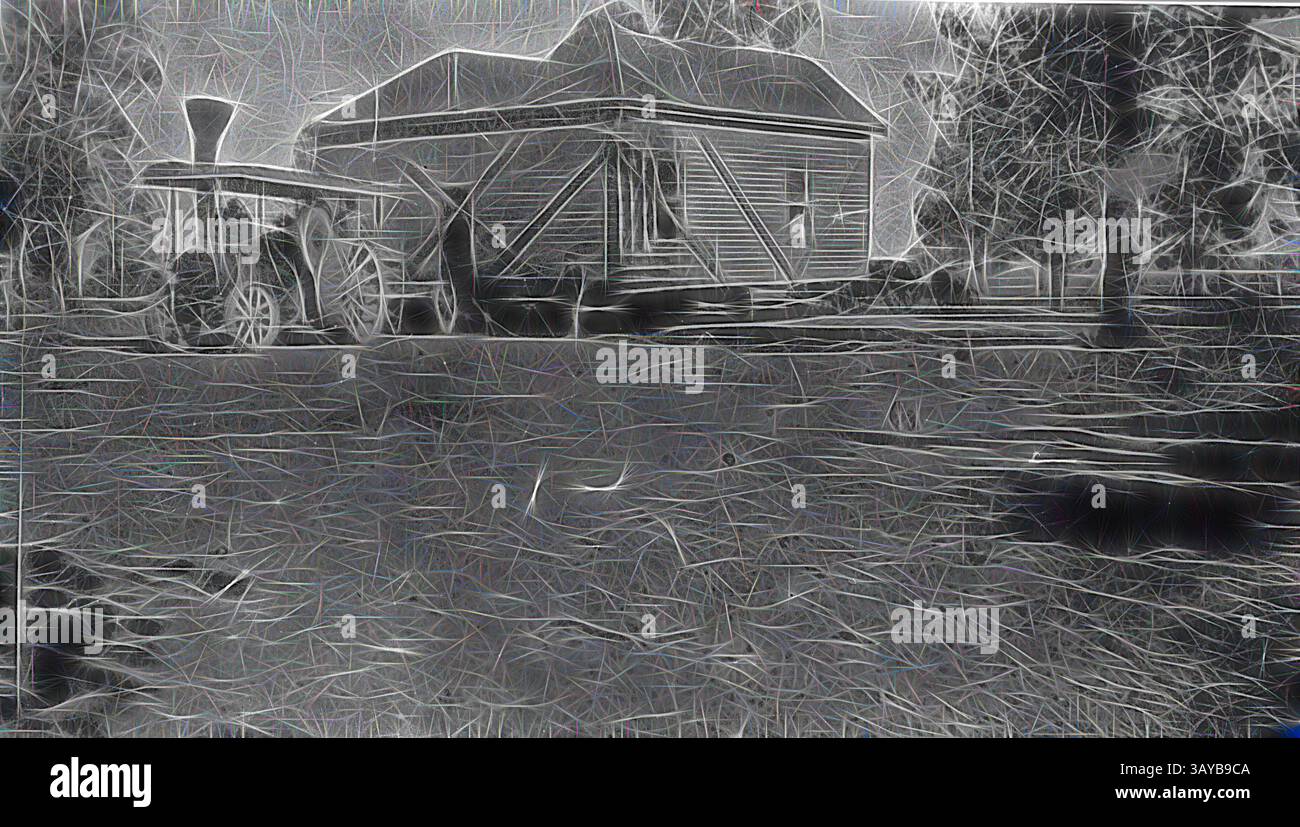 A rustic farm scene featuring a vintage tractor beside a weathered ...