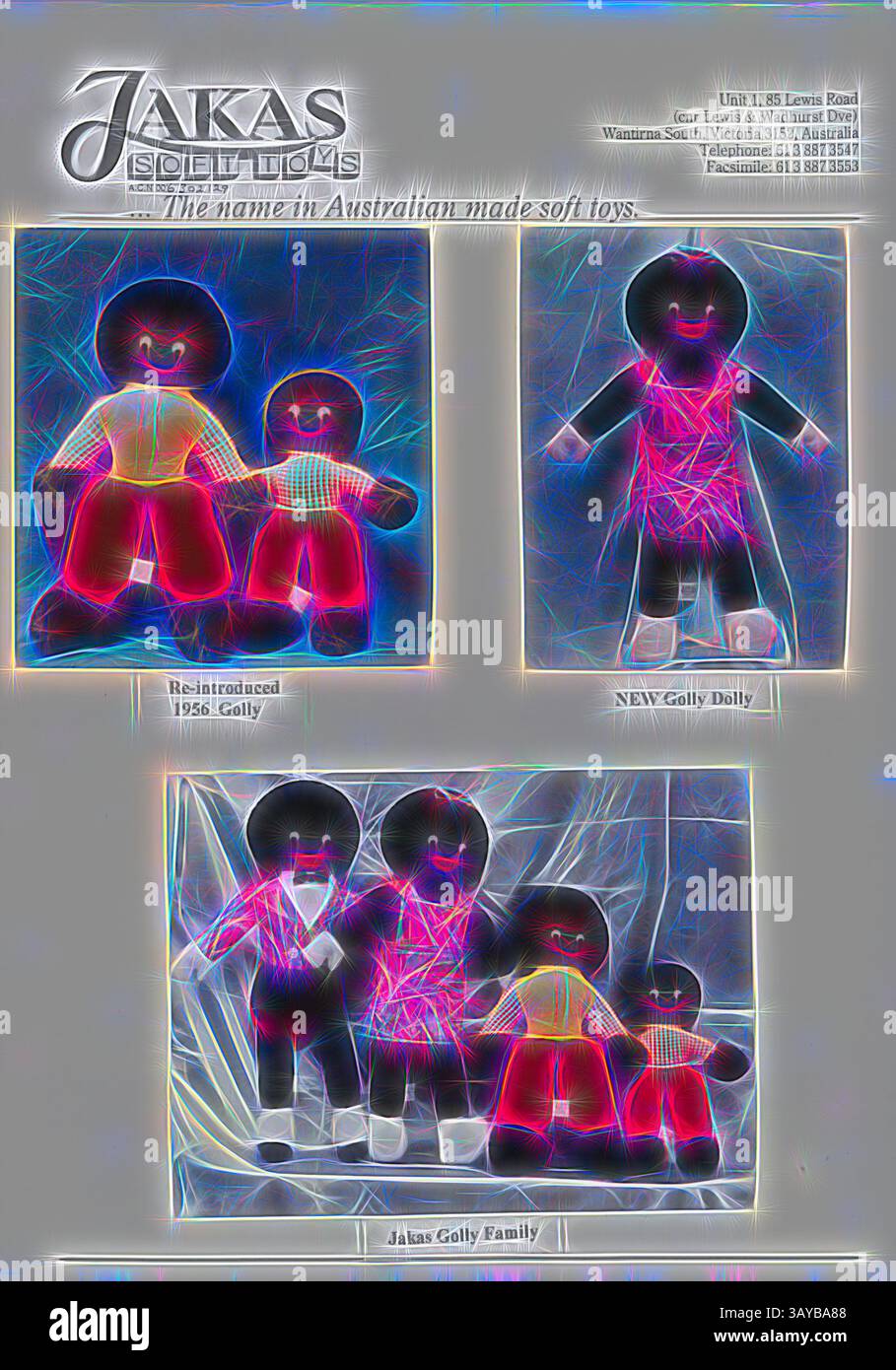 A vibrant display of soft toys features a classic Golly doll alongside ...