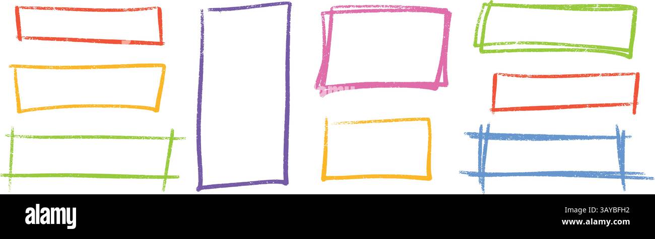 Hand drawn pastel color highlight rectangle set - rough sketchy shapes ...