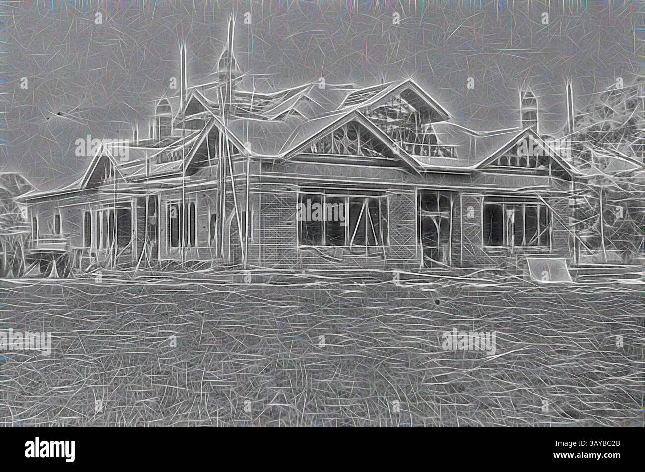 A partially constructed building with exposed framing, showcasing its ...