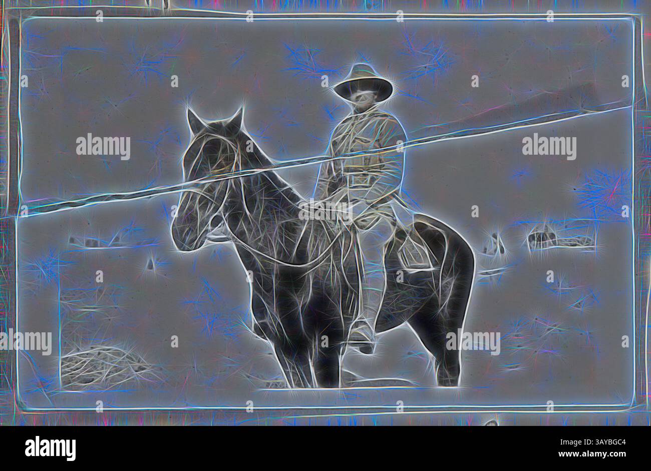 Cowboy in traditional attire sits confidently atop hi-res stock ...