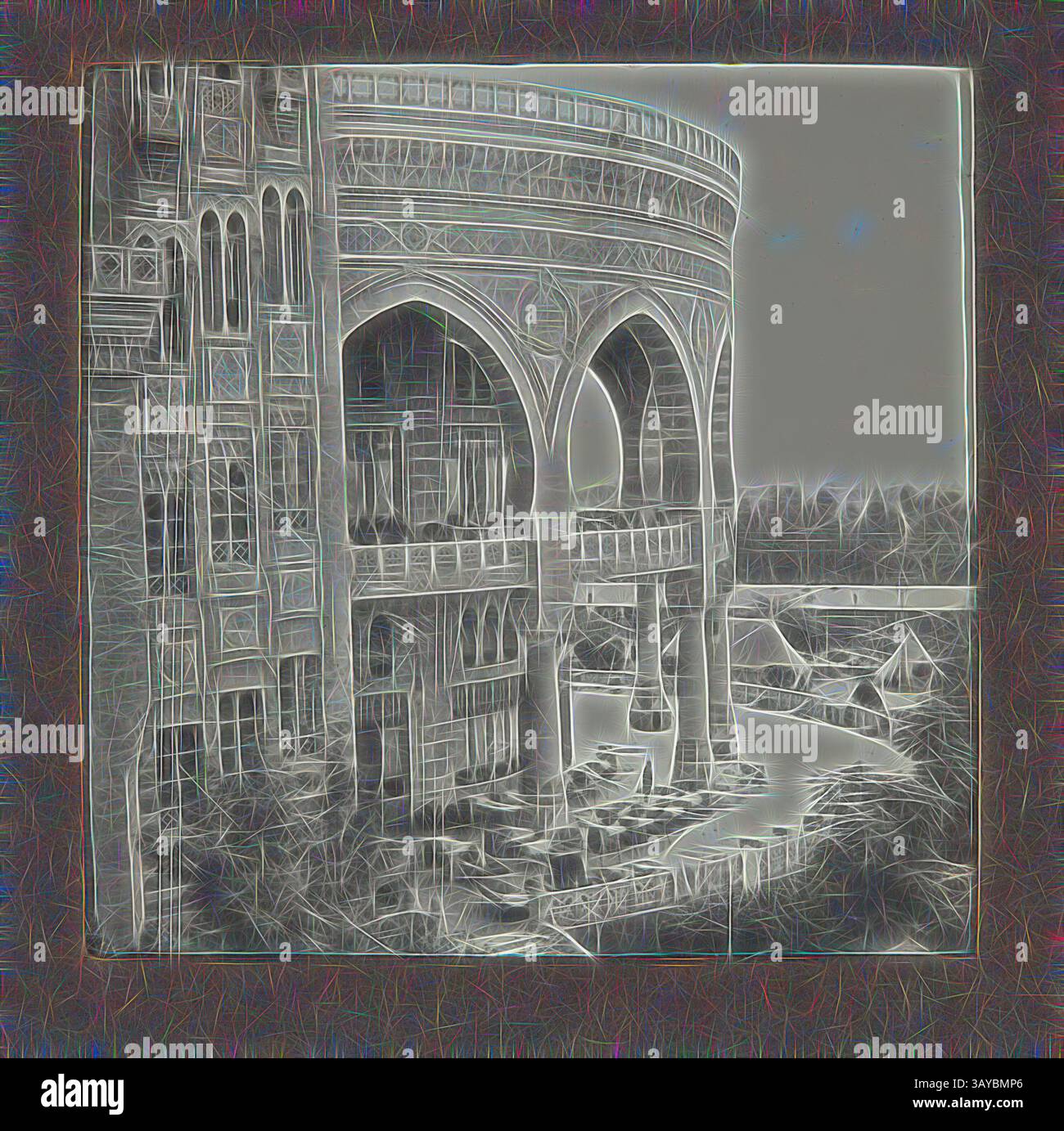 An ornate architectural structure with large arches and intricate ...