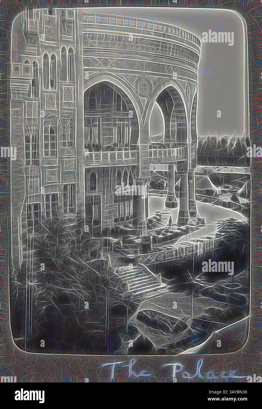 An intricately designed architectural structure with large arches and ...