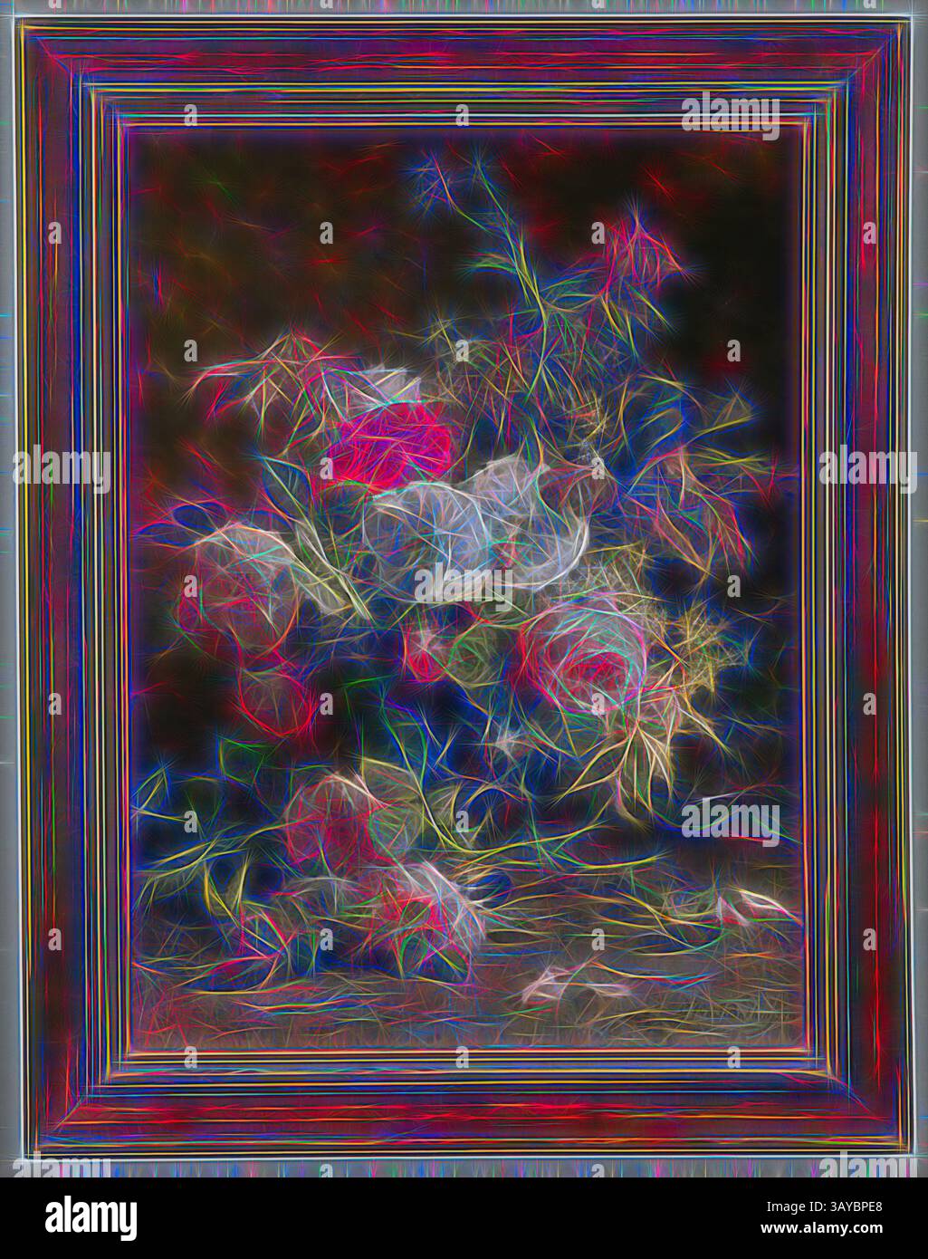 An ethereal arrangement of roses blooms, their vibrant colors ...